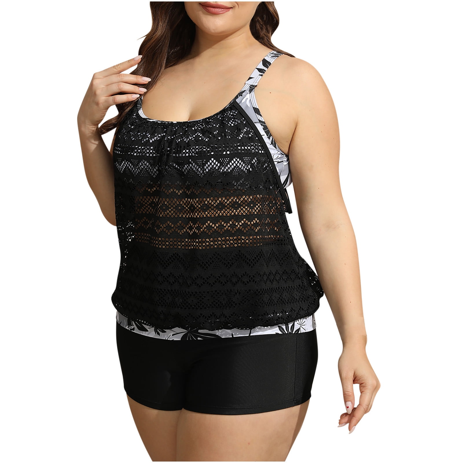 Lilgiuy Tankini Swimsuits for Women Charming Halter High Waisted Floral ...