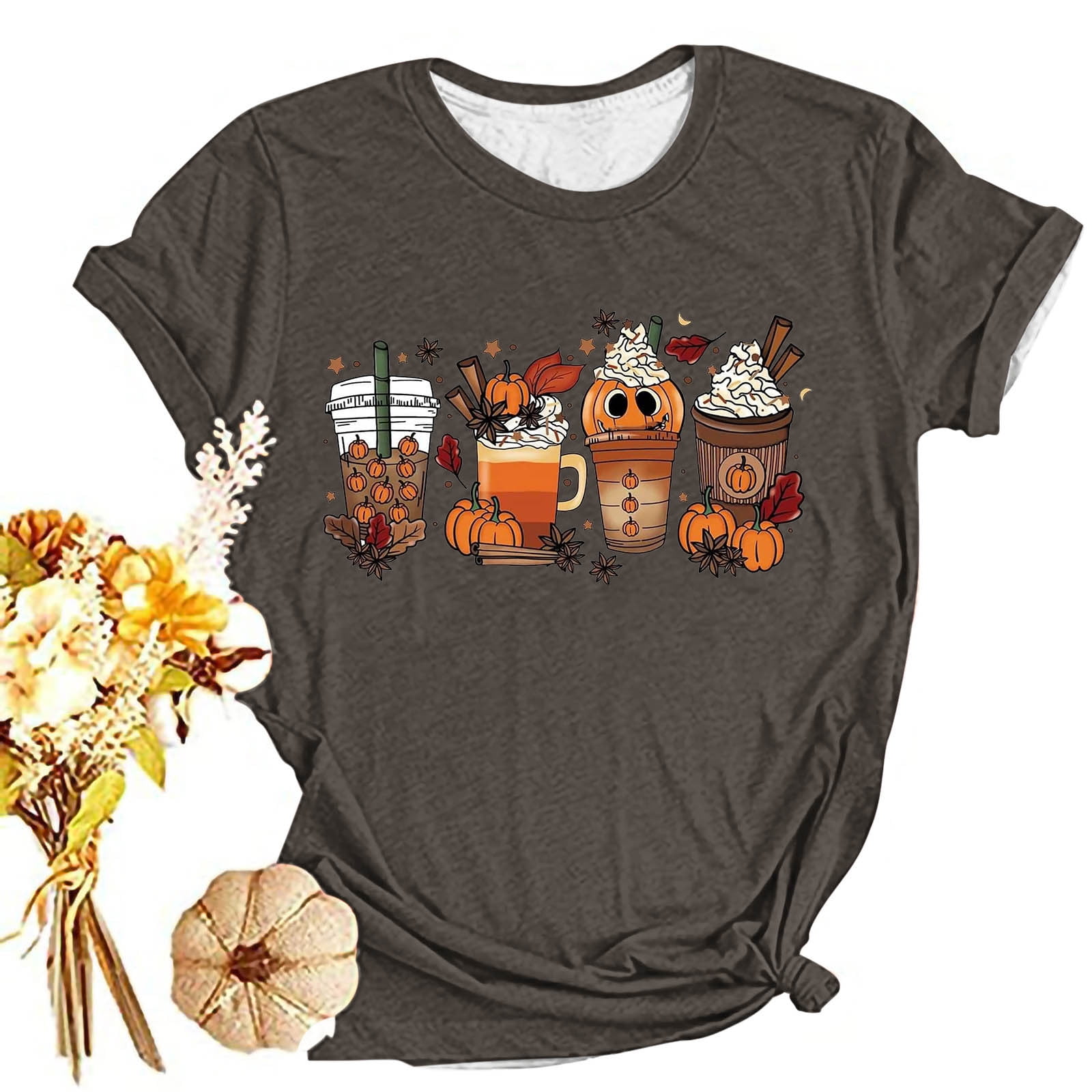 Lilgiuy Thankful Grateful Blessed Shirts for Women Thanksgiving Pumpkin ...