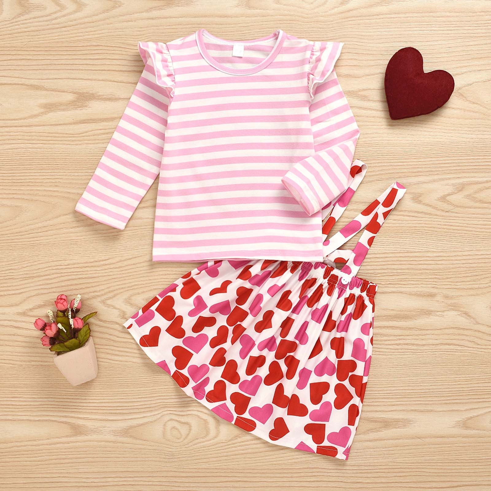 Lilgiuy Toddler Baby Girls Valentine's Day Outfits Ruffle Long Sleeve ...