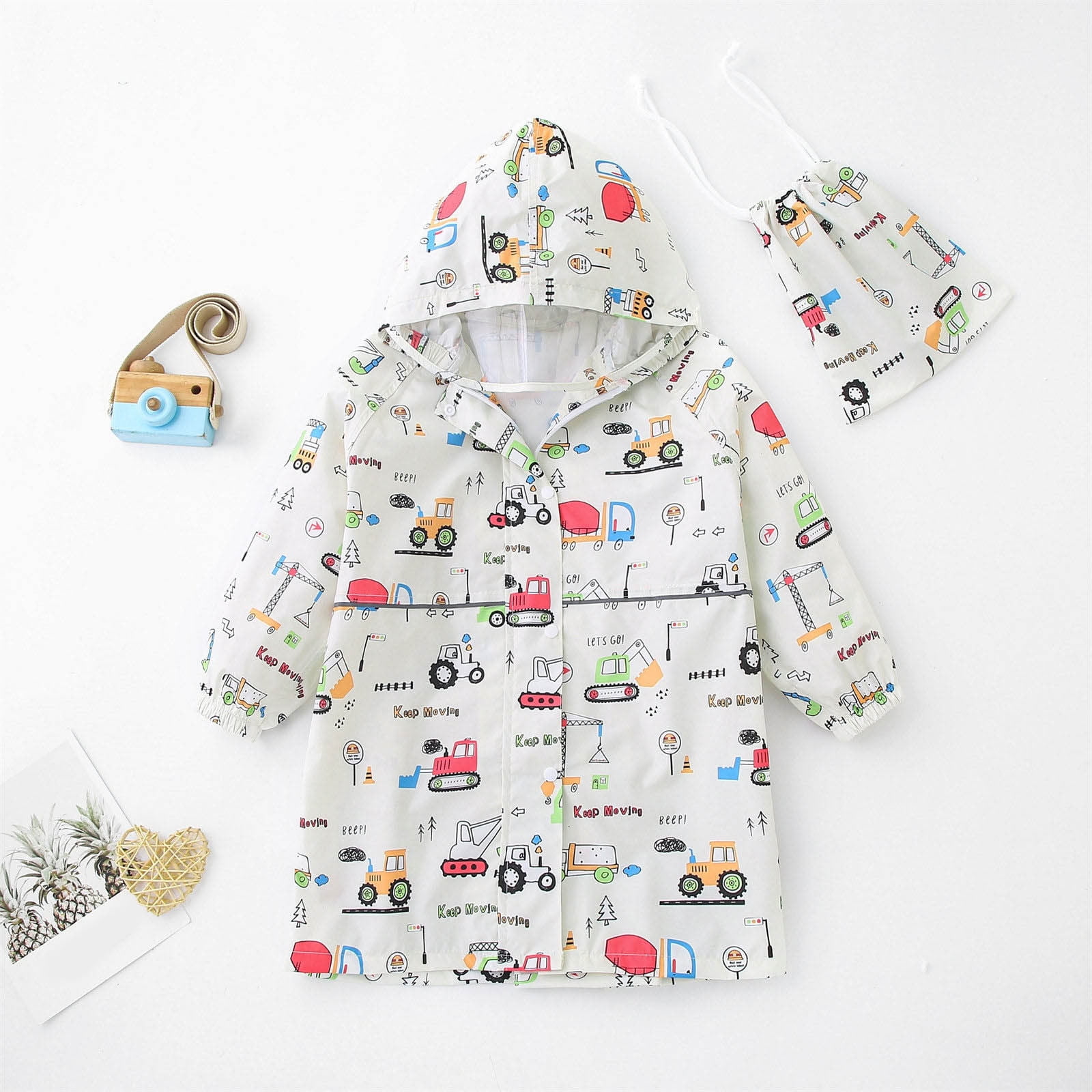 Lilgiuy Toddler Raincoat Boys Girls Rain Poncho Cute Cartoon Print Lightweight Waterpoof Kids ...