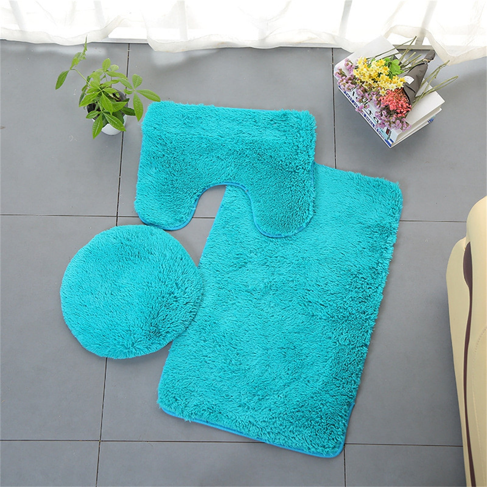 Lilgiuy Ultra Soft Bathroom Rug Set 3 Piece-Includes Water Absorbent ...