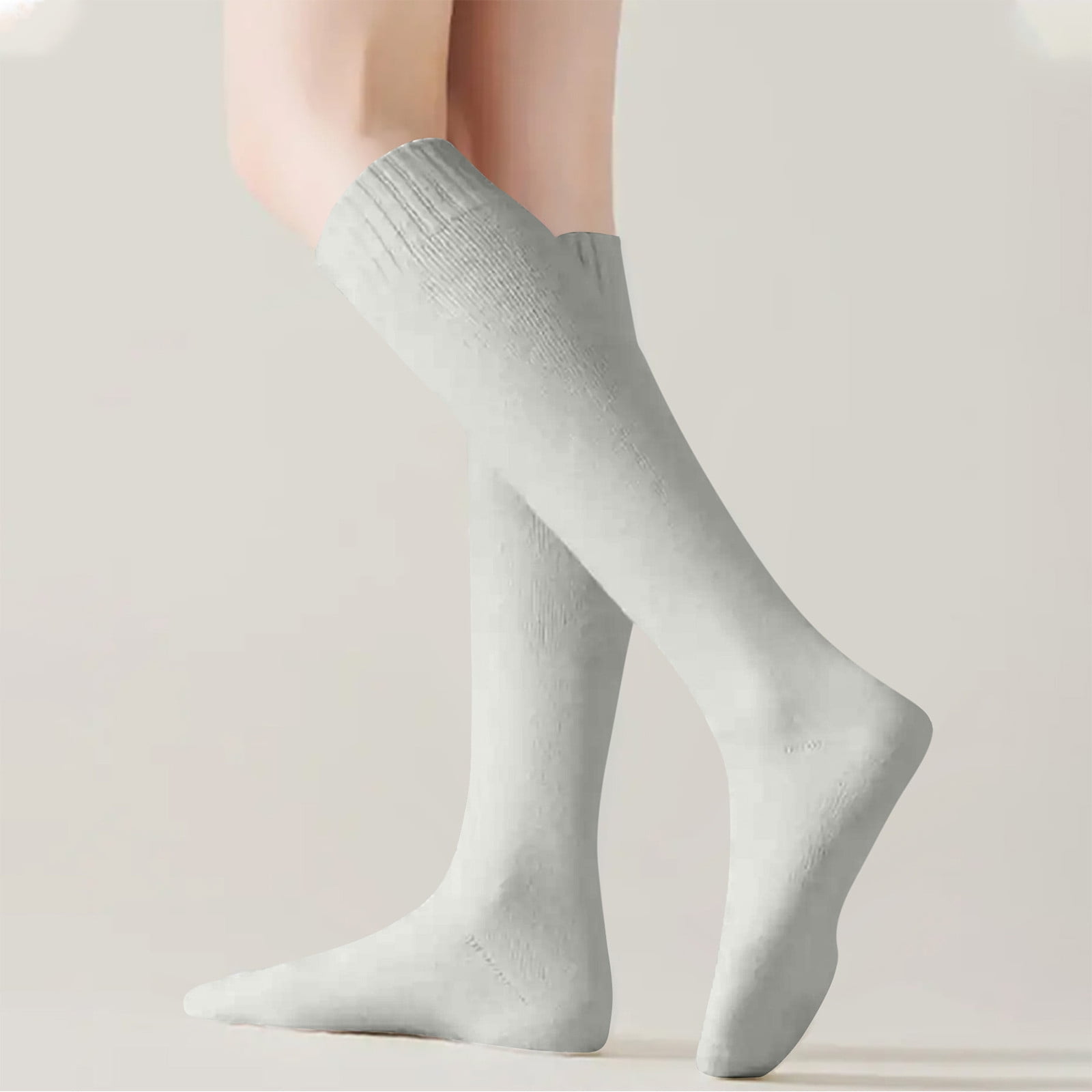 Lilgiuy Warm Knee High Socks for Women,Casual Temperament Solid Color ...
