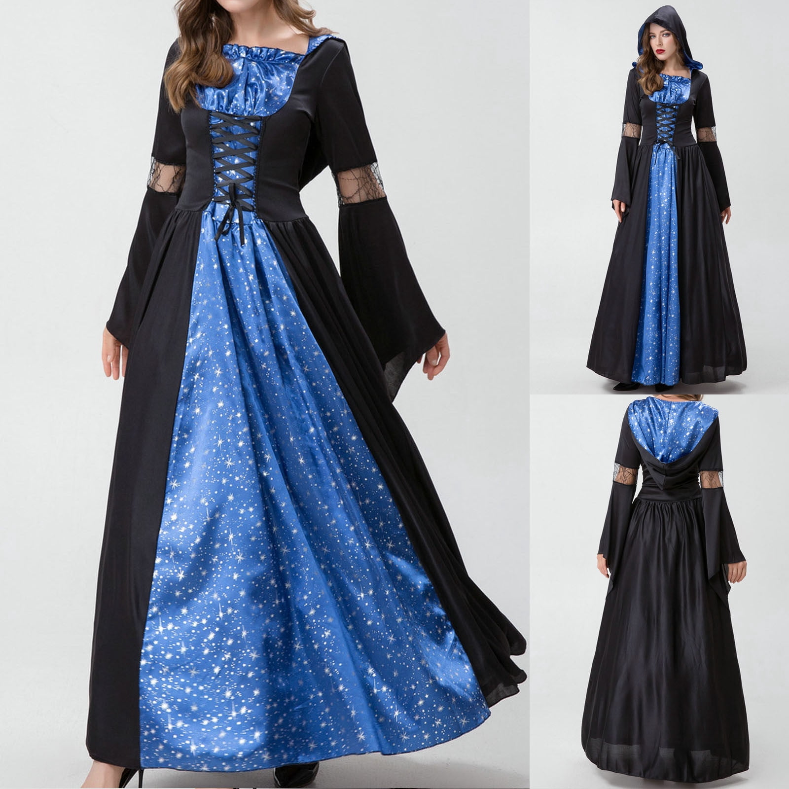 Lilgiuy Woman Solid Vintage Retro Robe Masquerade Cosplay Costume ...