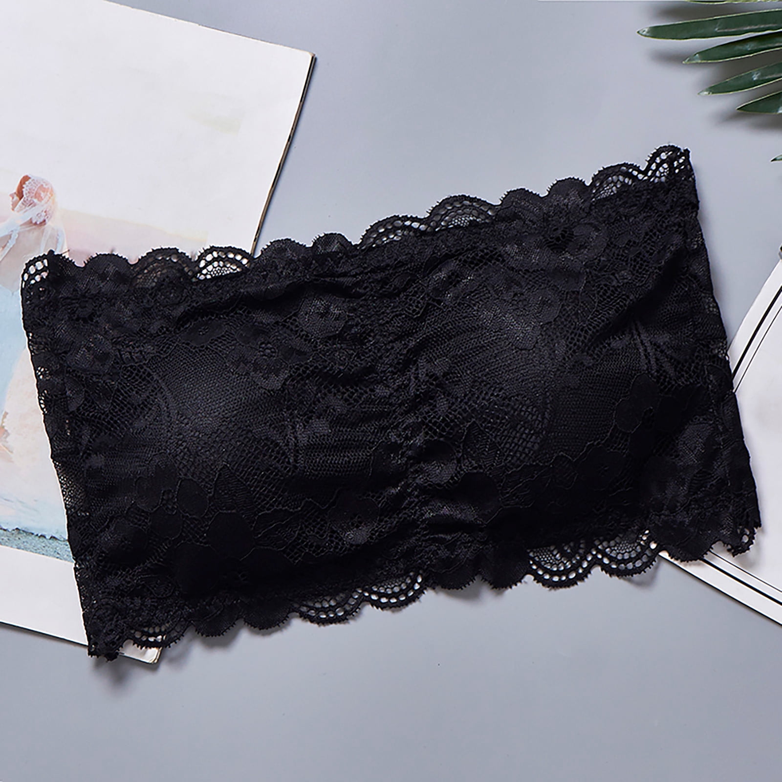 Lilgiuy Women Lace Bandeau Bra Summer Sexy ireless Padded Bandeau ...