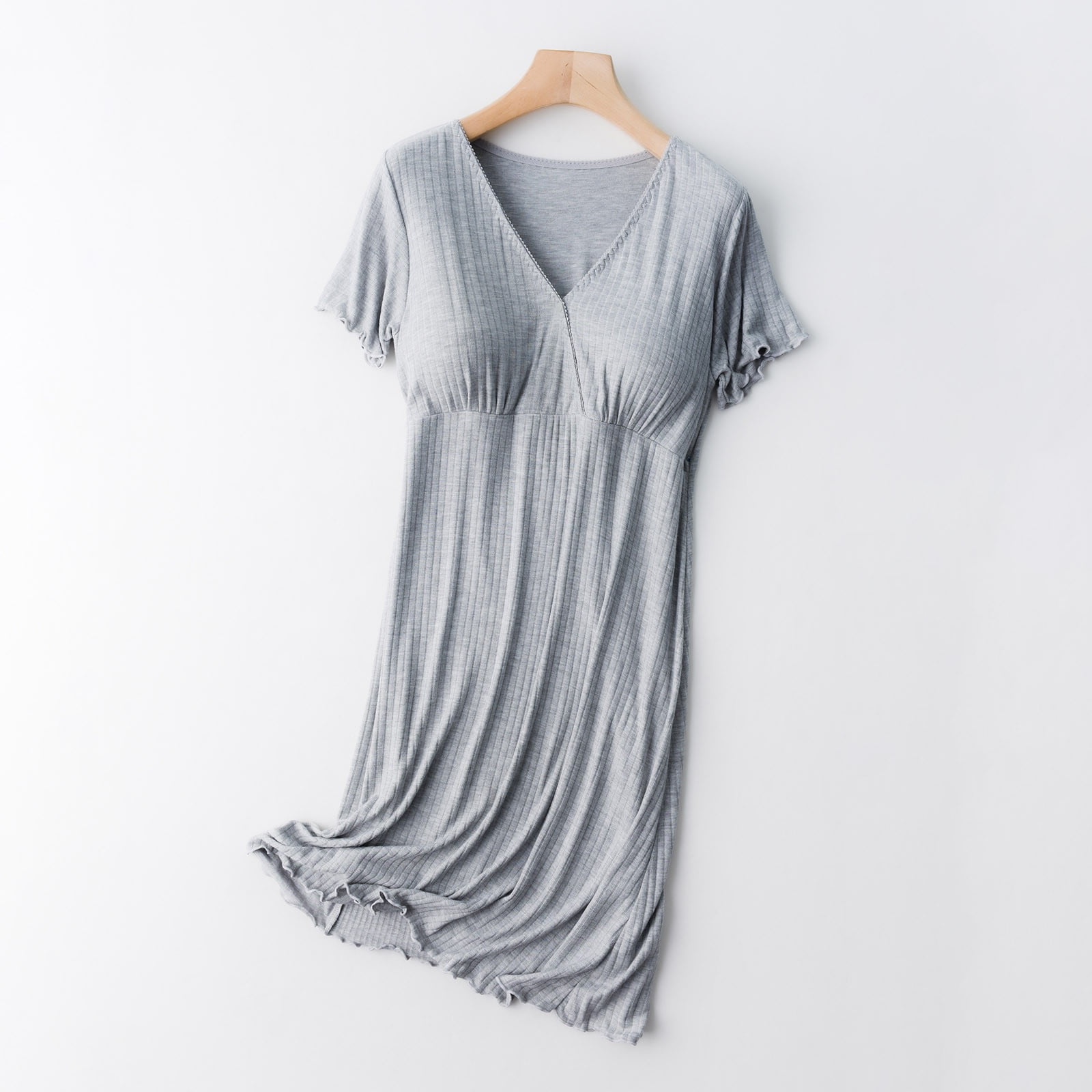 Lilgiuy Women Plus Size Maternity Dress Solid V-neck Short Sleeve ...