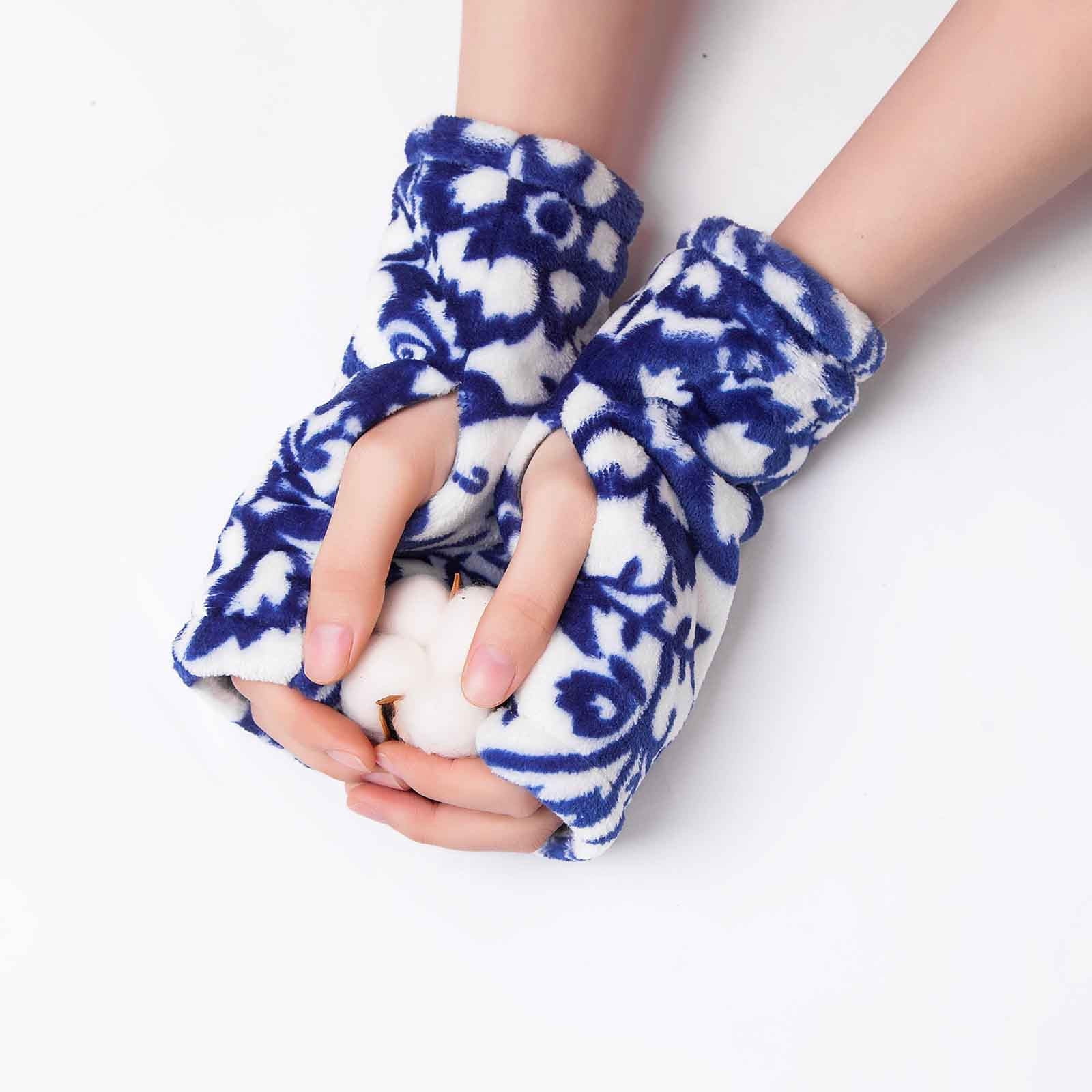 Lilgiuy Women Winter Fingerless Gloves Fashion Soft Thermal Faux Fur ...
