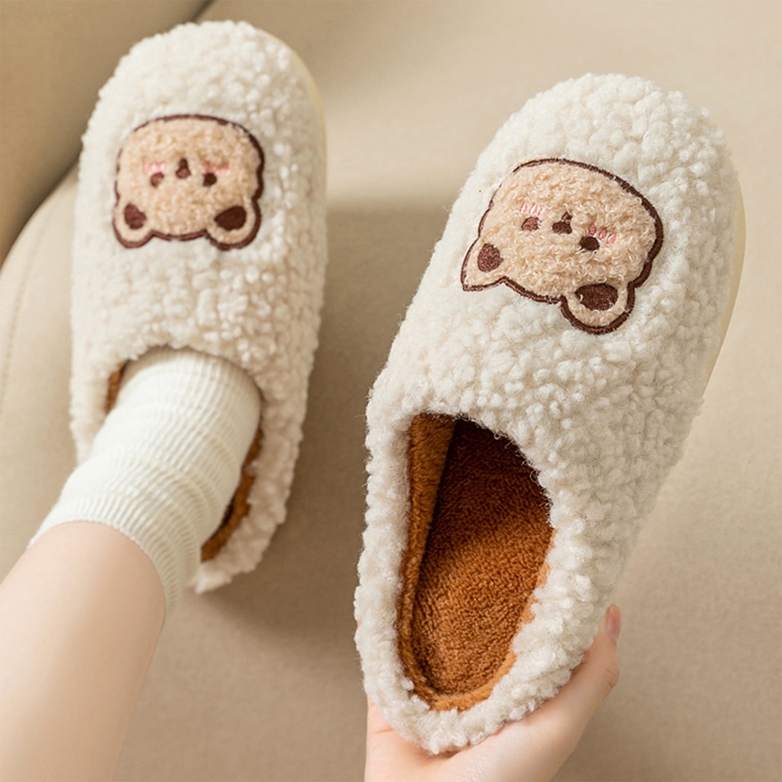 Lilgiuy Women's Cute Slippers Warm Winter Slippers Soft Fleece Plush ...
