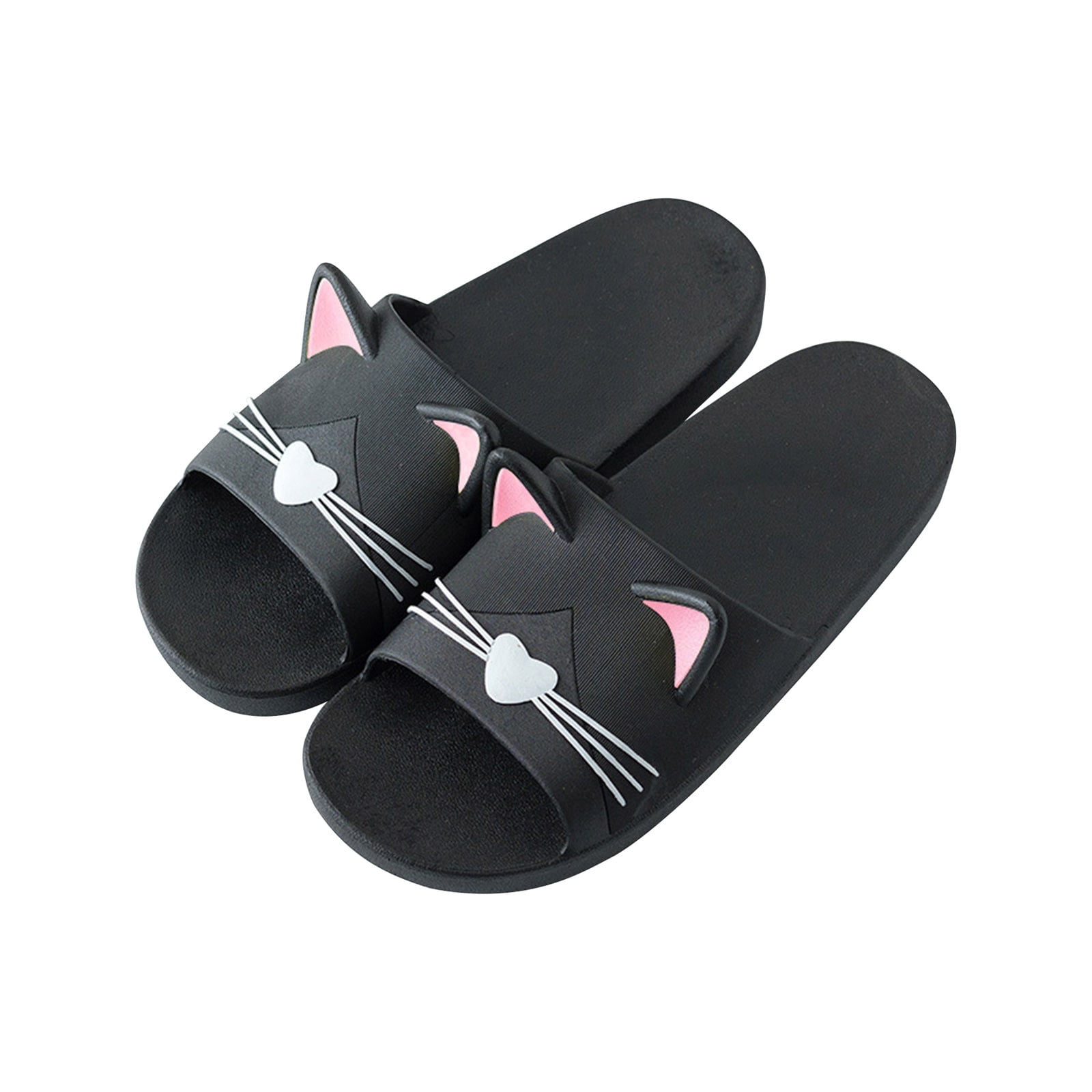 Lilgiuy Women's Slide Sandals Cute Cartoon Cat Slippers Non-Slip Shower ...