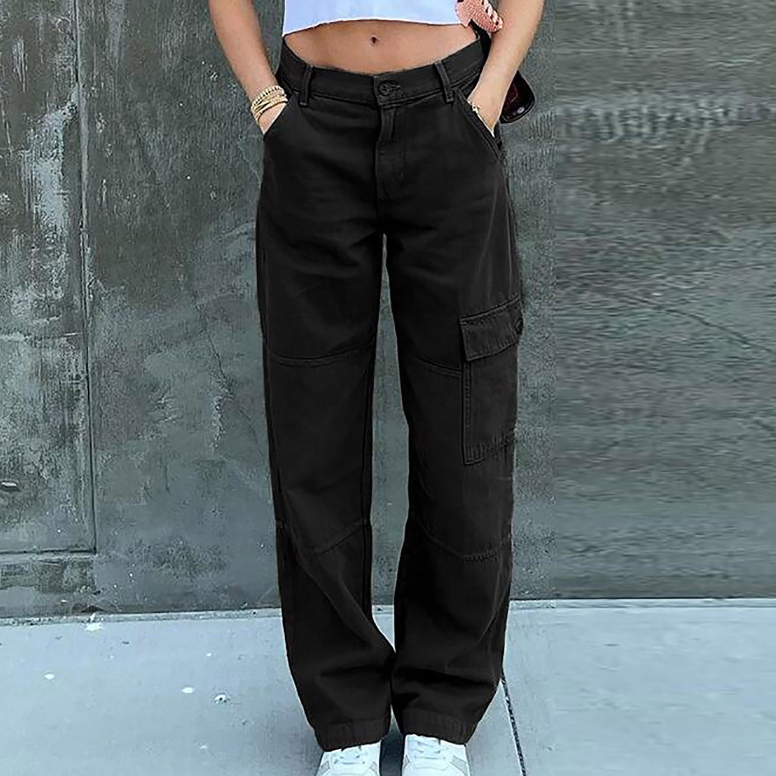 Lilgiuy Women's Street Style Fashion Design Sense Multi Pocket Overalls ...