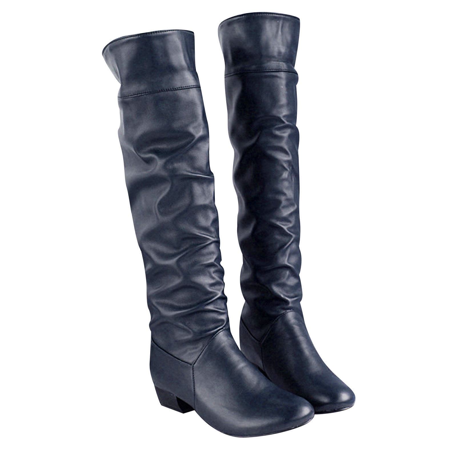 Lilgiuy Women's Elegant Winter Knee High Boot, Flat Heels, Black Brown ...