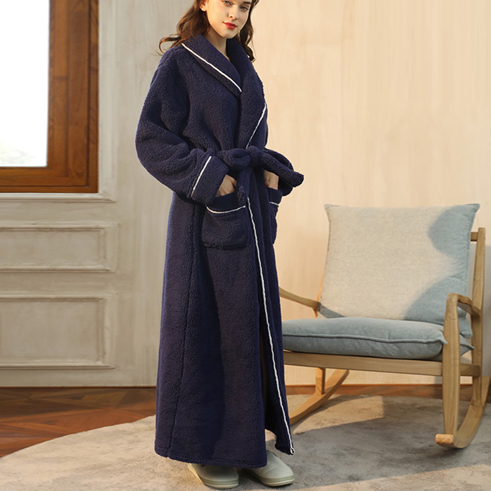 Lilgiuy Women's Winter Warm Nightgown Couple Bathrobe Men and Women and ...