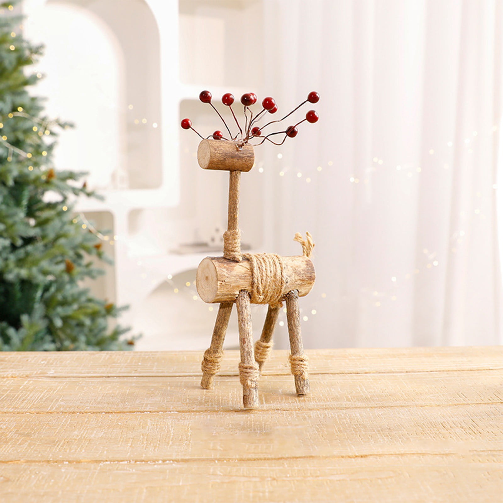 Lilgiuy Wooden Reindeer Christmas Decorations Indoor, Rustic Wooden ...