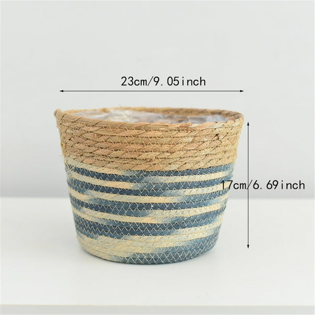 Lilgiuy Woven Planter Basket Hand Woven Plant Basket Indoor Outdoor