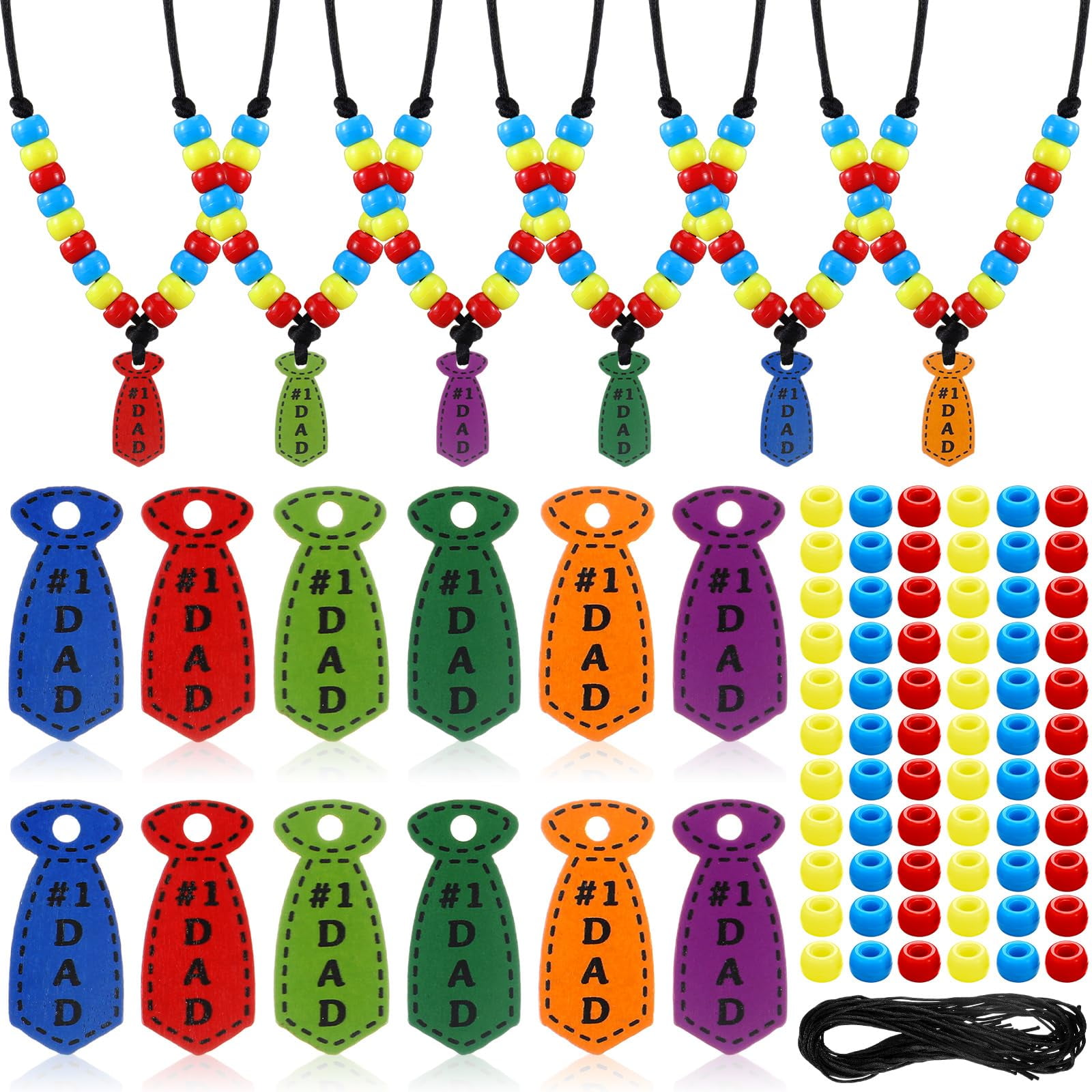 Liliaafar 24 Set Father's Day Bead AIS1 Crafts DIY Fathers Day Necklace ...