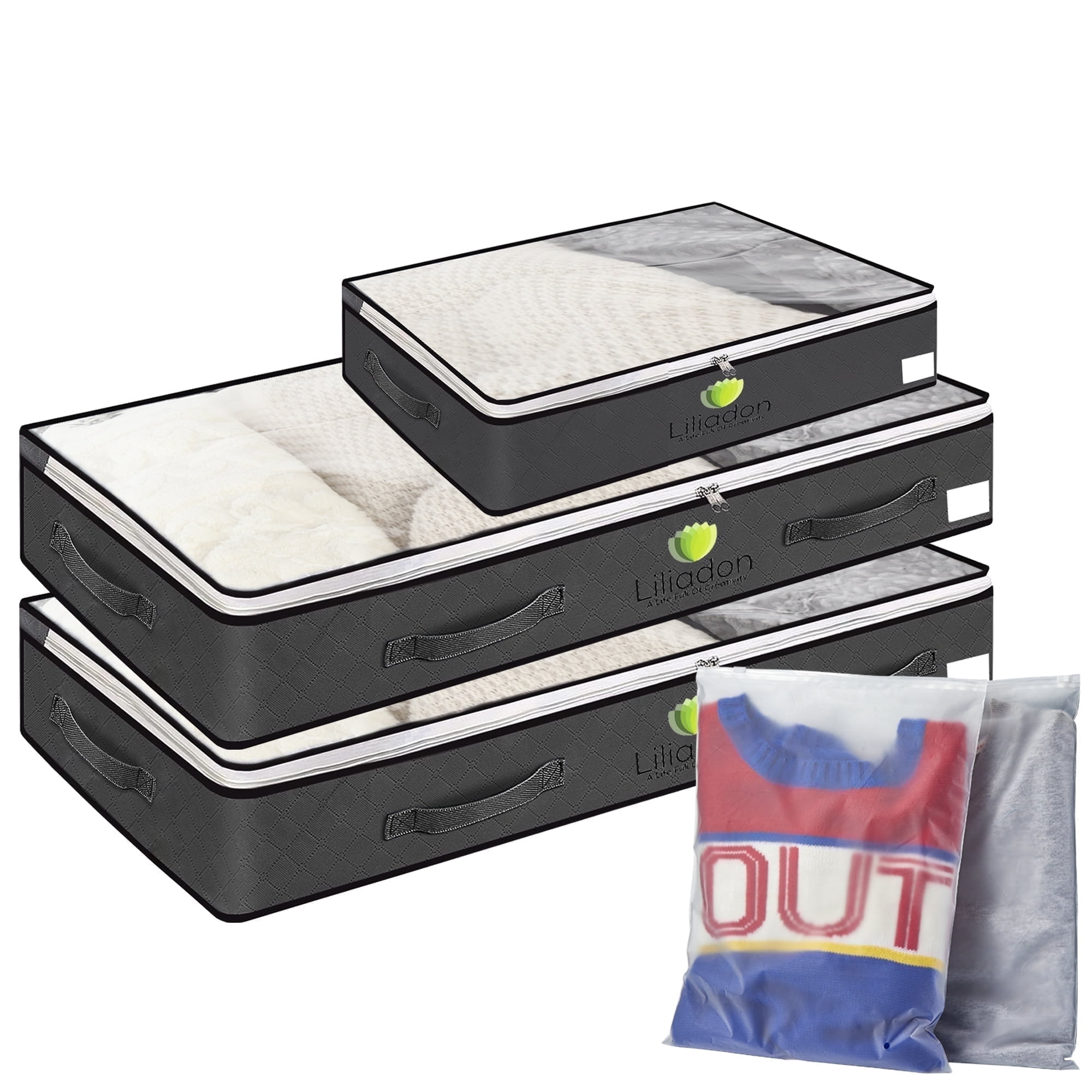 Liliadon 90L Lightweight Underbed Storage Containers for Clothes ...
