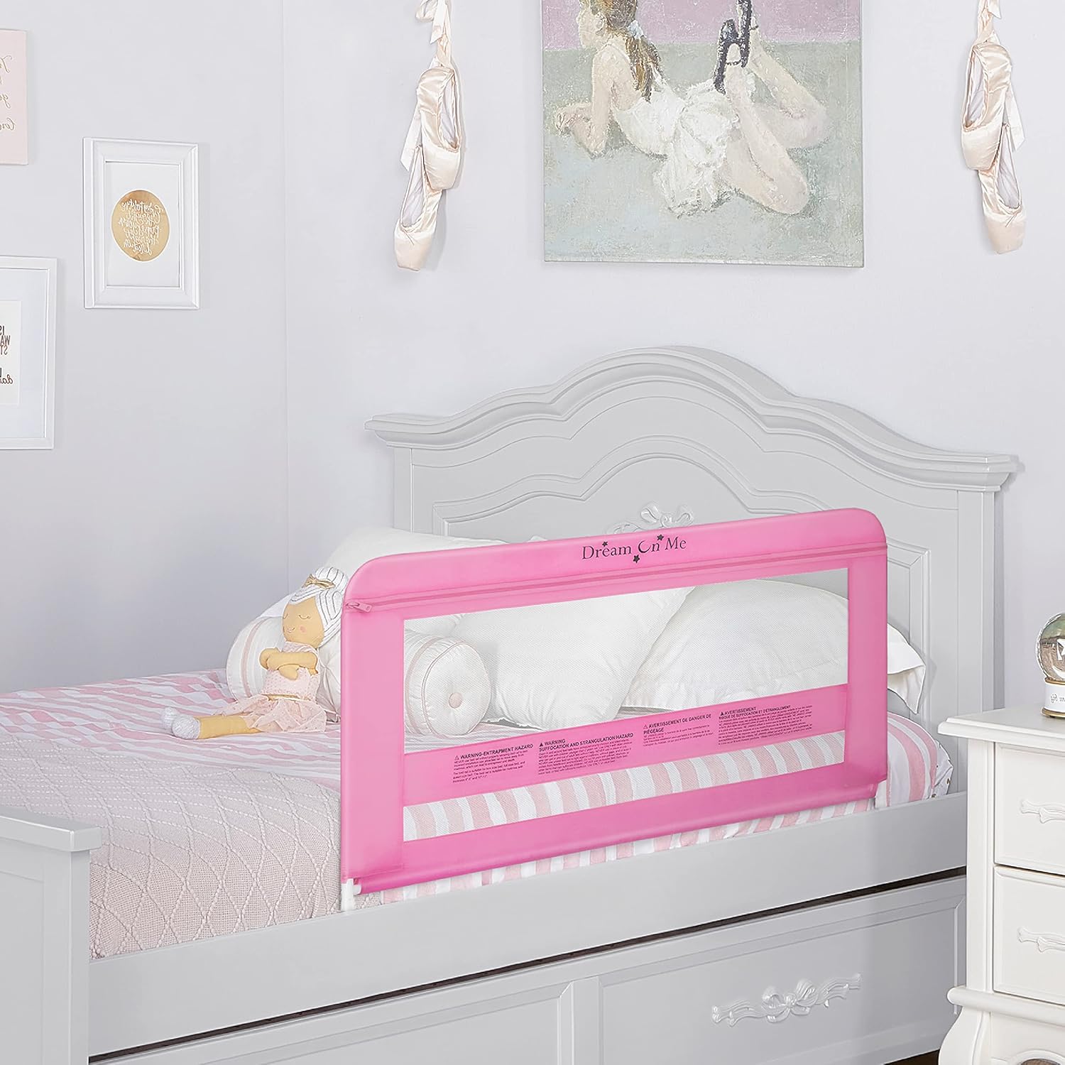 Lilibet Mesh Safety Bed Rail in Pink for Twin Full and Queen Size Bed ...