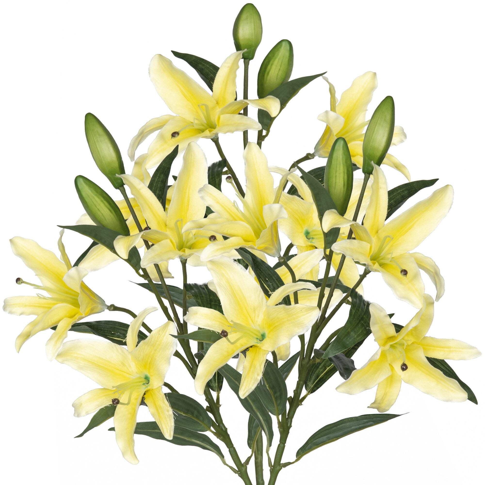 Lilies Artificial Flowers Bouquet 30” Long Stems, 3pcs Bundle (Yellow ...