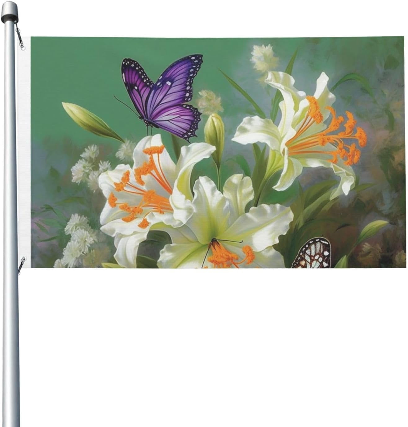 Lilies and Butterfly Flag 4.85x8 ft Flags for Outside Funny Banner ...