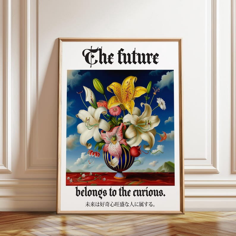 Lilies Flower Art Poster - Surreal Floral Wall Art – Flower Arrangement ...