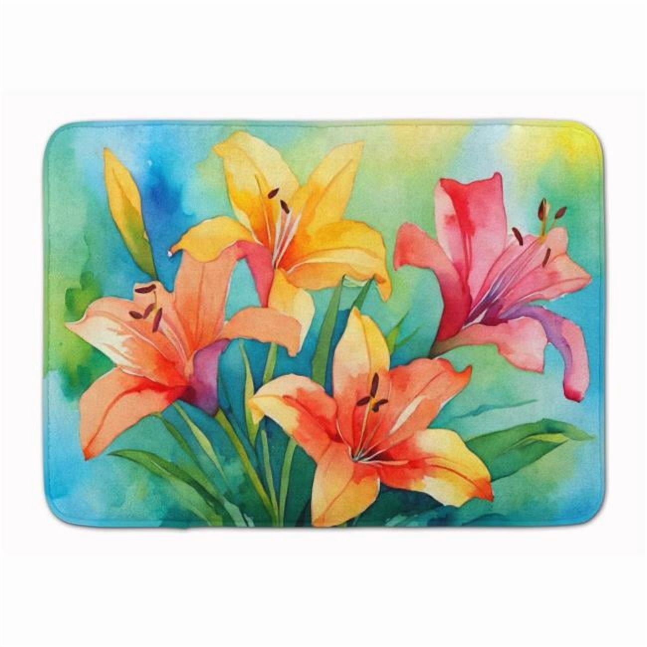Lilies in Watercolor Memory Foam Kitchen Mat 27 in x 19 in - Walmart.com