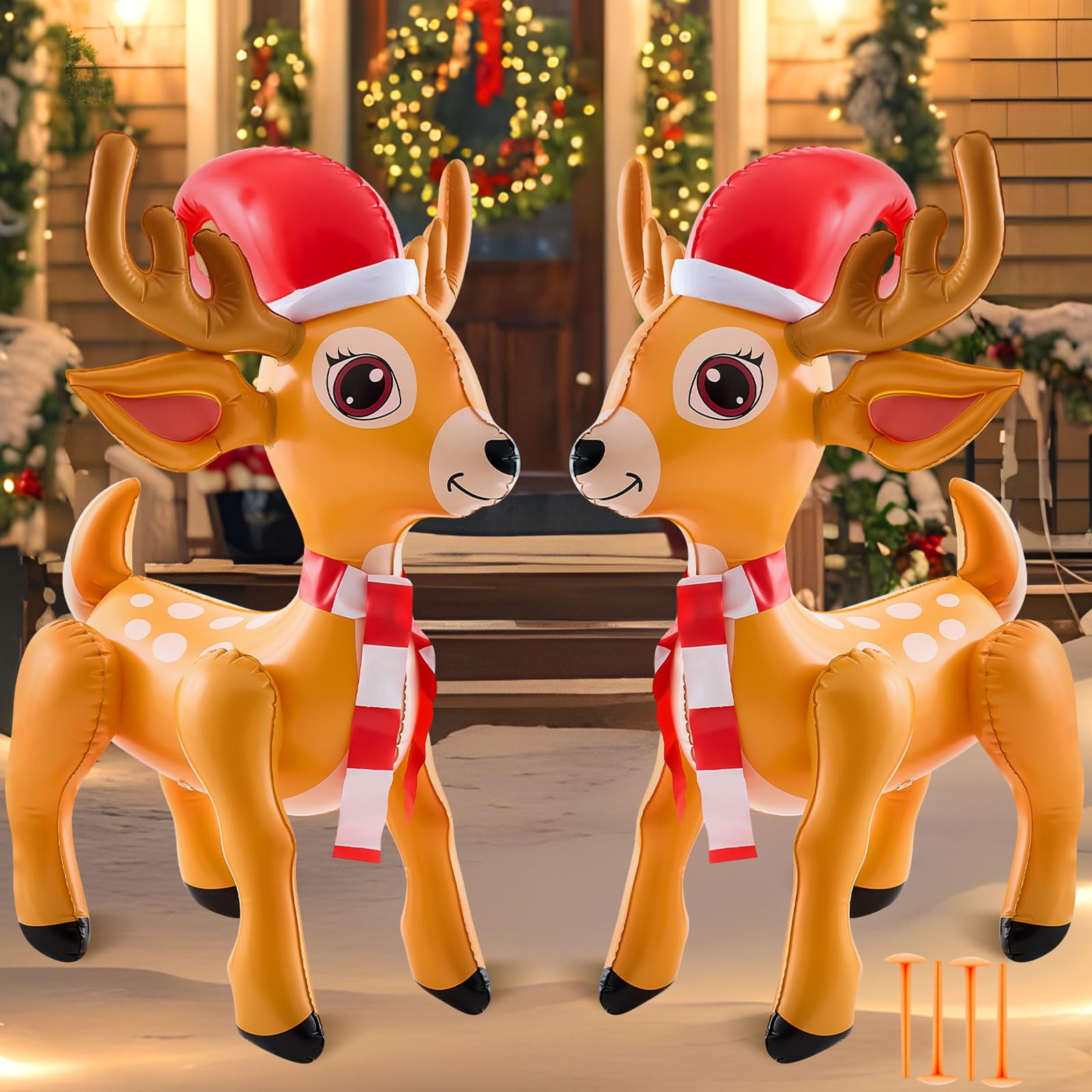 Liliful 2 Pcs Giant Inflatable Reindeer Inflatable Christmas Standing ...
