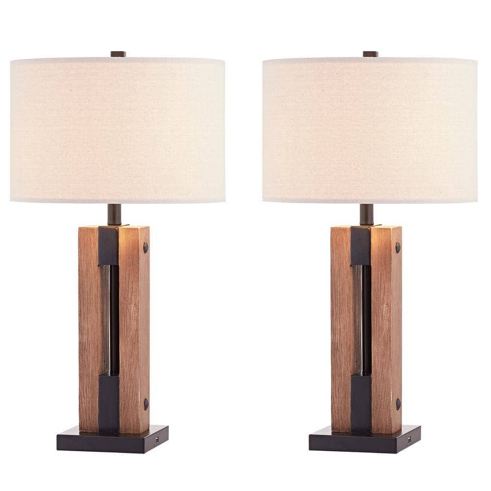 Lilith 28 " Brown/Black Table Lamp Set with USB (Set of 2) - Walmart.com
