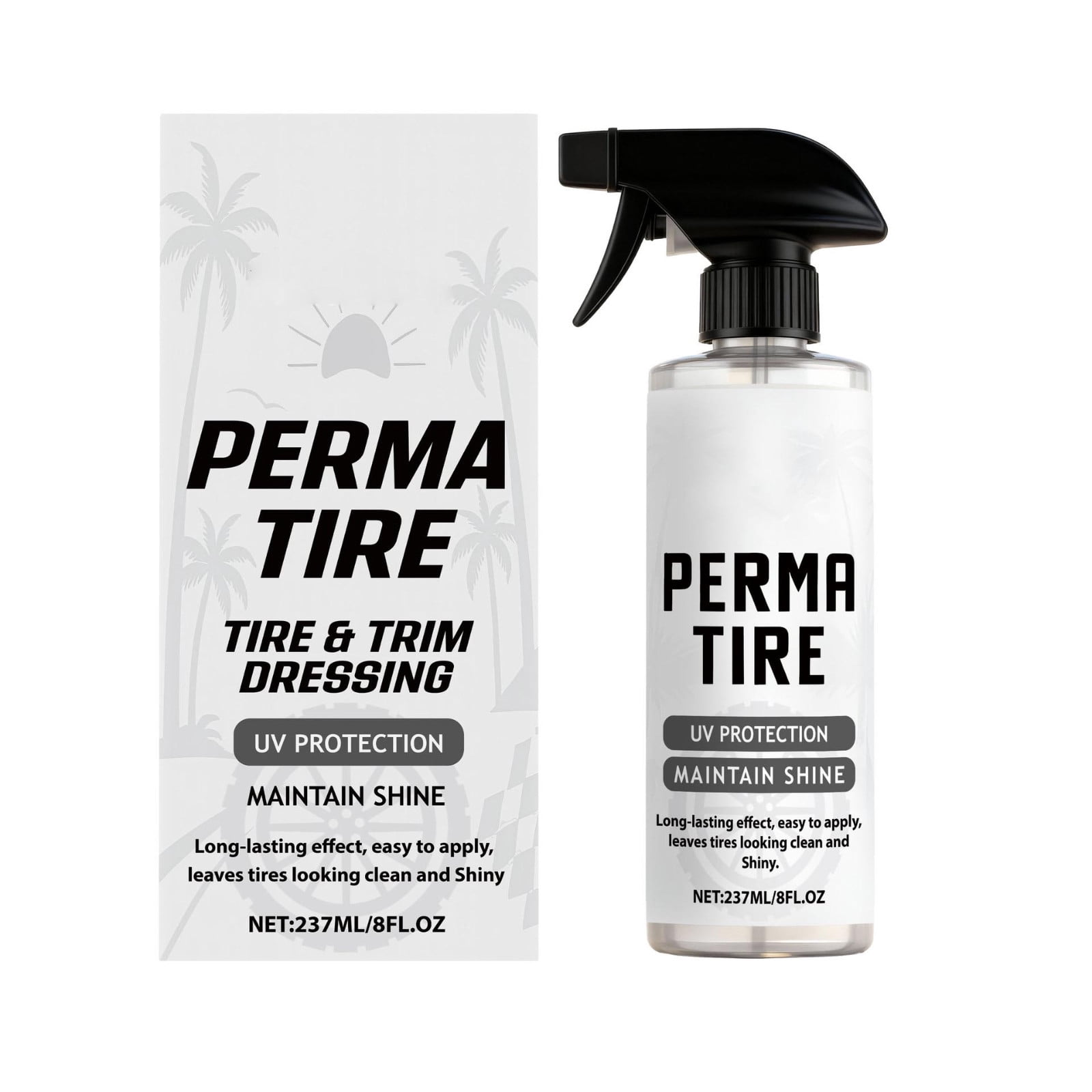 Lilixerw 237ml High Gloss Polish & Protectant Tire Shine Spray,with No ...