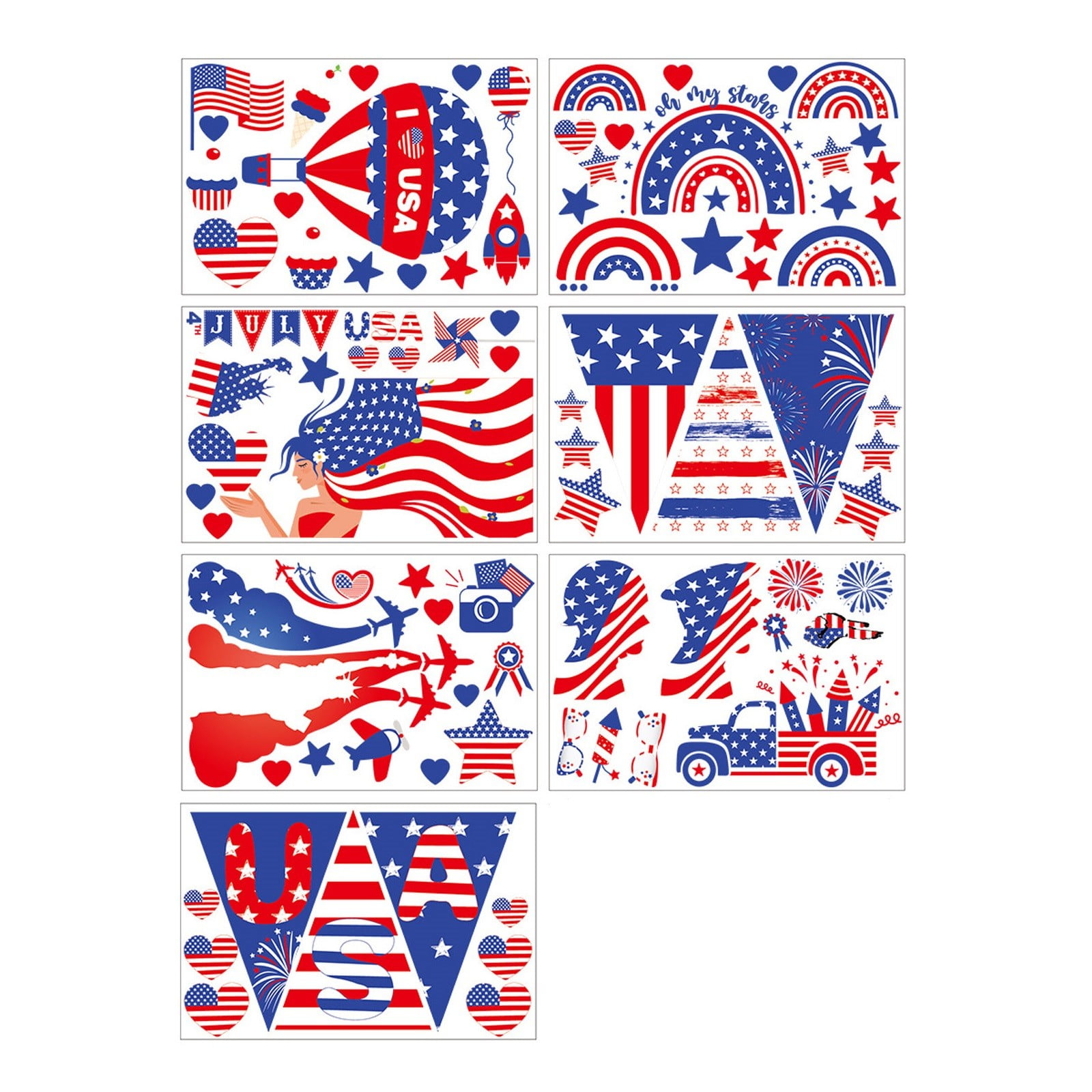 Lilixerw 4th of July American Flag Window Clings,Removable Double Sided ...