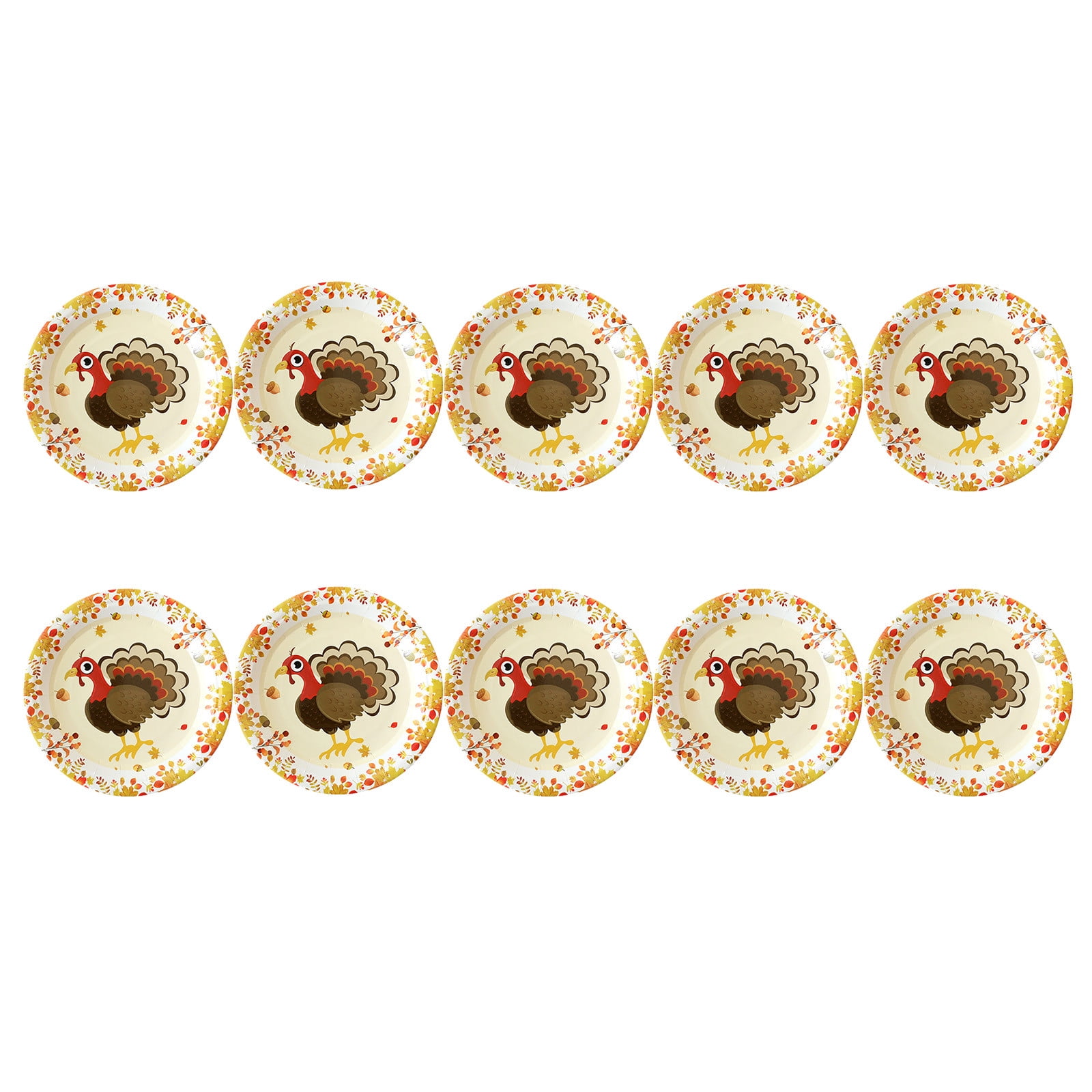 Lilixerw 10pcs Thanksgiving Turkey Plates,Disposable Paper Fall Leaves ...