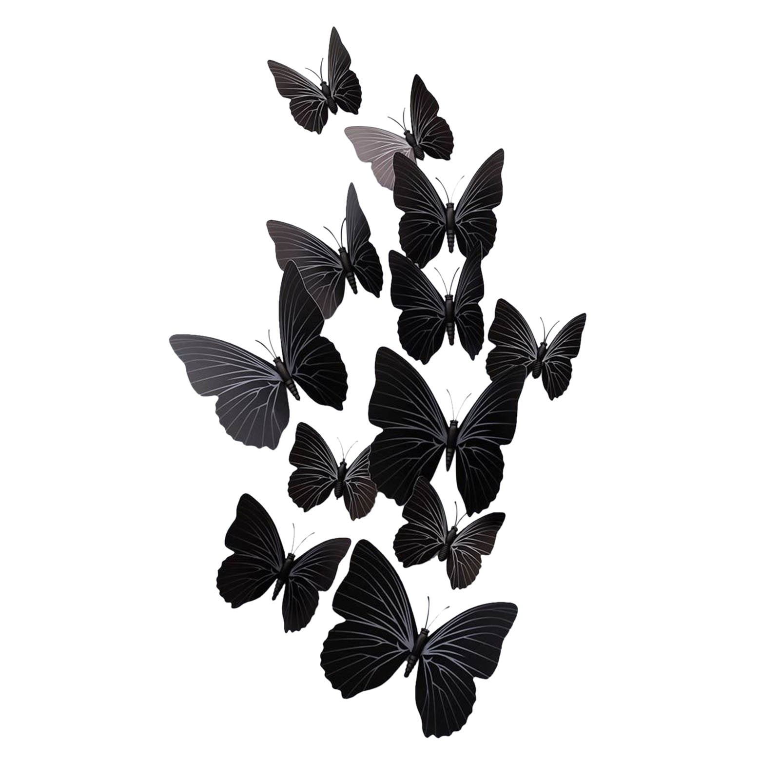 Lilixerw 12pcs Butterfly Wall Stickers,Black Butterfly Wall Decals,Art ...