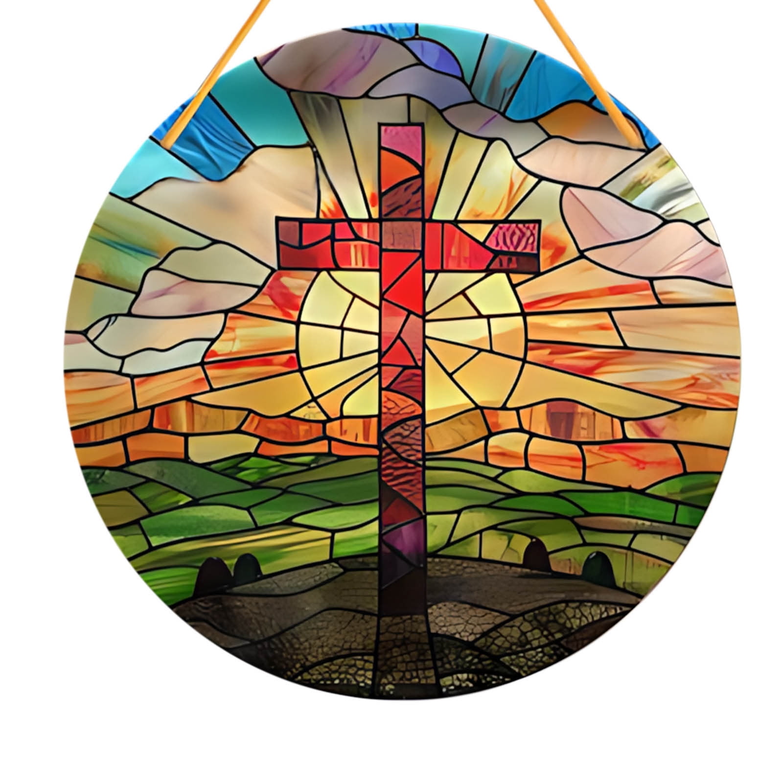 Lilixerw Acrylic Stained Hanging,Round Stained Acrylic Hanging Stained ...