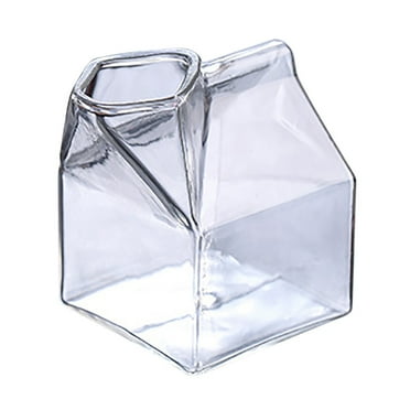 kedshhgu Glass Milk Carton Creamer Pitcher Cute Clear Kawaii Milk ...