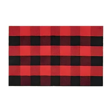 PK.ZTopia Buffalo Plaid Rug, 23.6x51.2 Inch Cotton Hand-Woven Mat ...