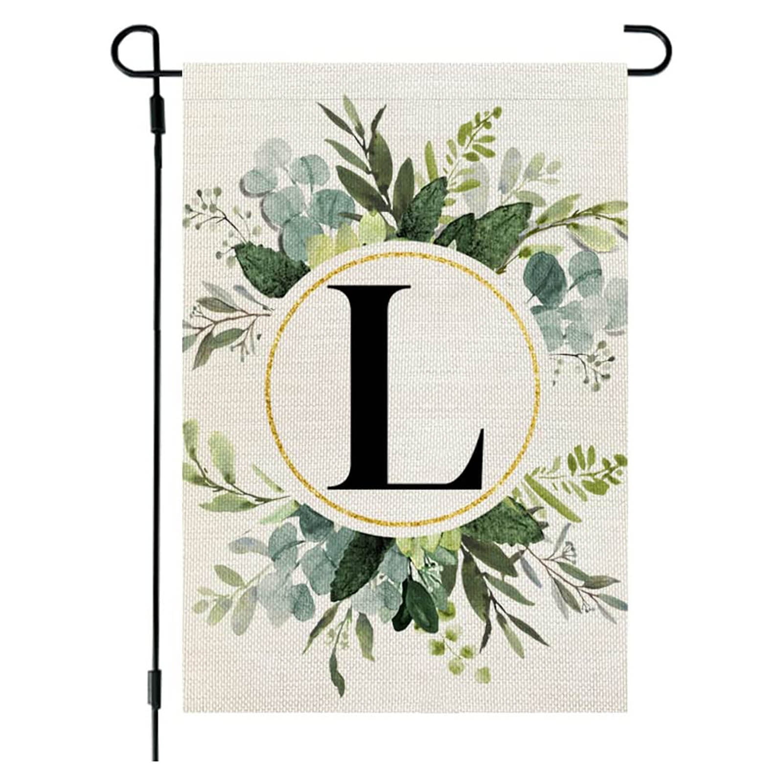 Lilixerw Clearance Garden Flags for Outside Monogram 26 Letters Flax ...