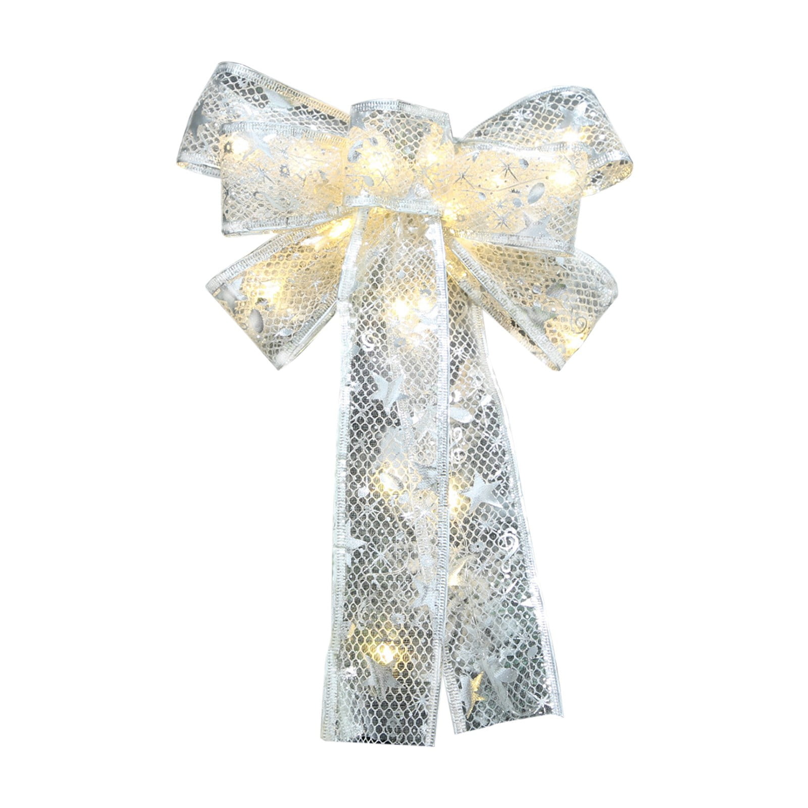 Lilixerw Lighted Bowknot Christmas Tree Topper Decorative Bows ...