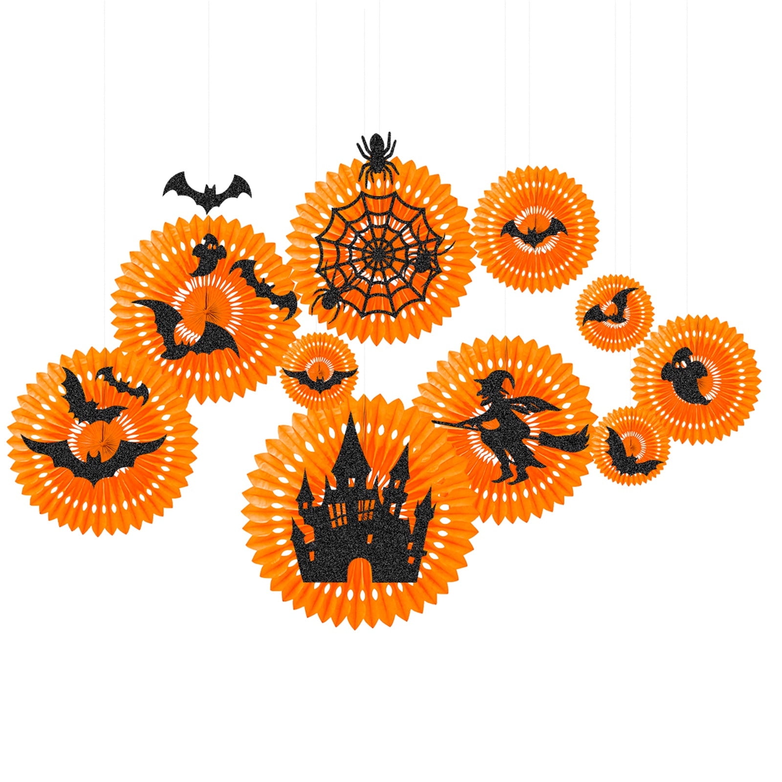 Lilixerw A Set of Paper Fans Tissue Paper Fans,Hanging Halloween Party ...