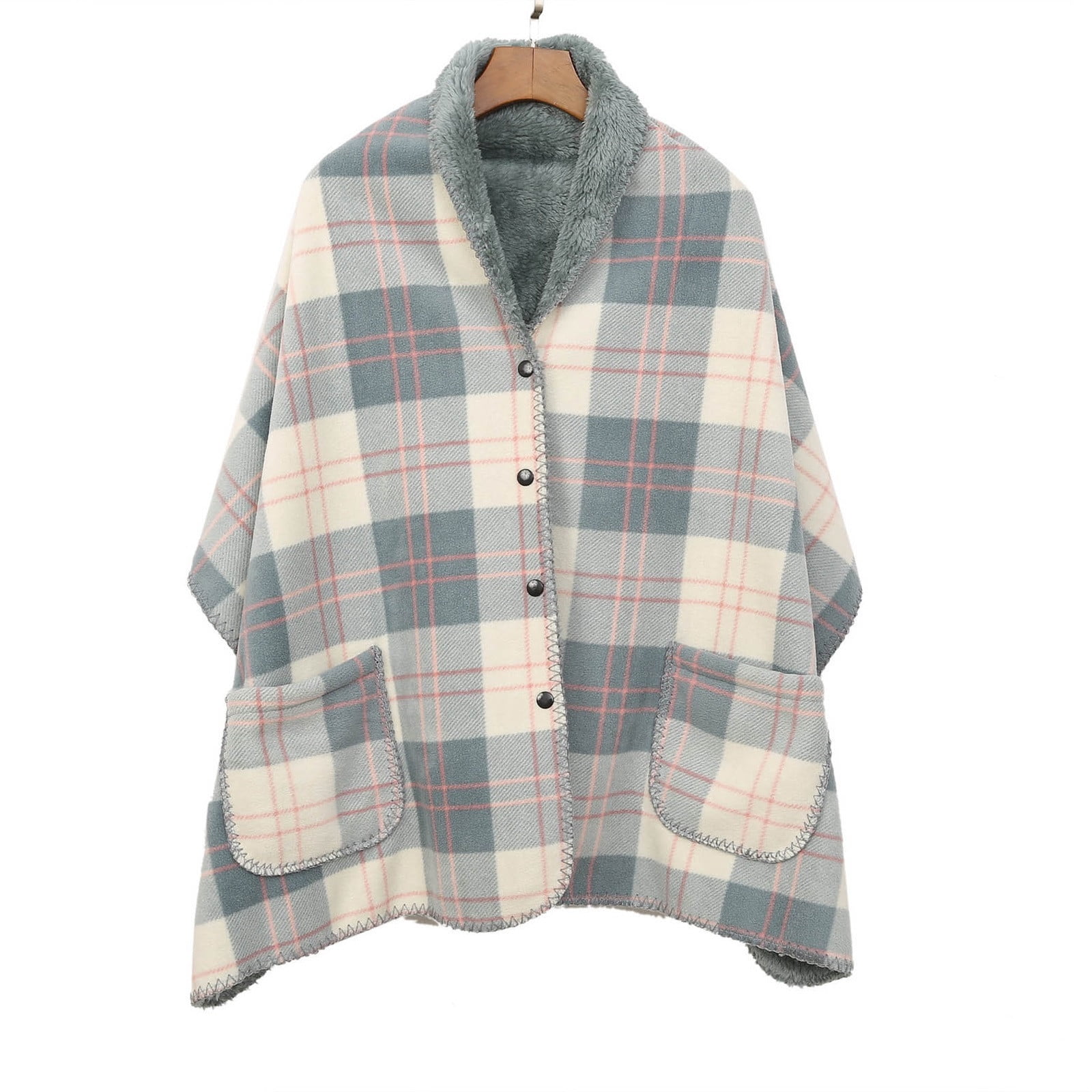 Lilixerw Wearable Blanket Soft Fleece Shawl,Button Closure Warm Snap ...