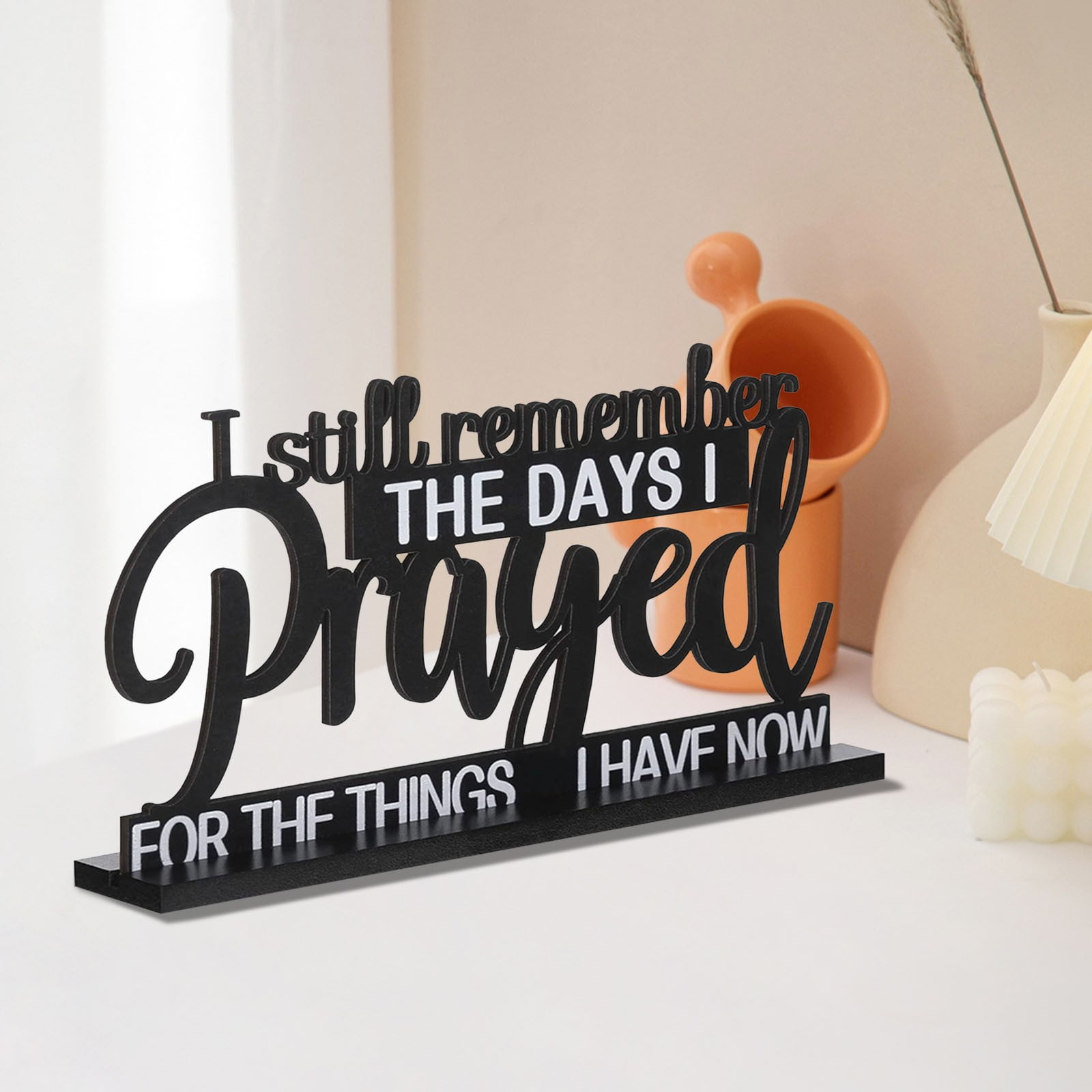 Lilixerw Wooden Sign Desk Decor,Inspirational Wood Block Sign Desk ...