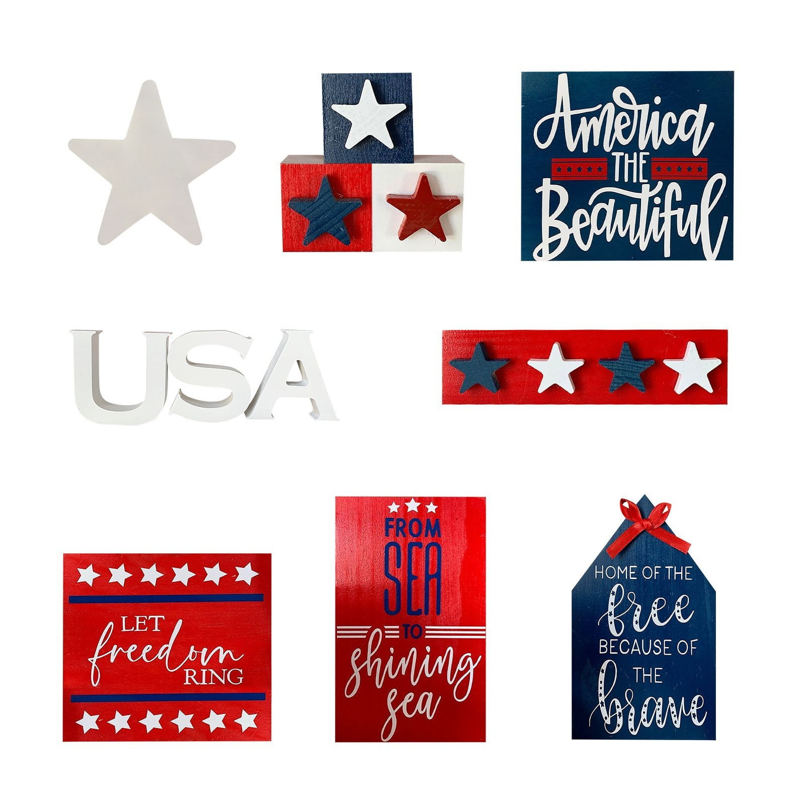 Lilixerw Memorial Day Tiered Tray Decor,Patriotic Firework Sign 4th of ...