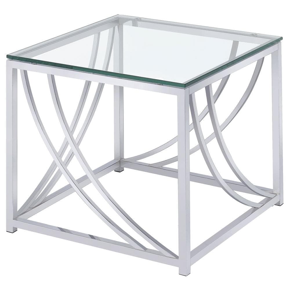 Lille 19.75 in. Chrome and Clear Square Glass End Table - Walmart.com