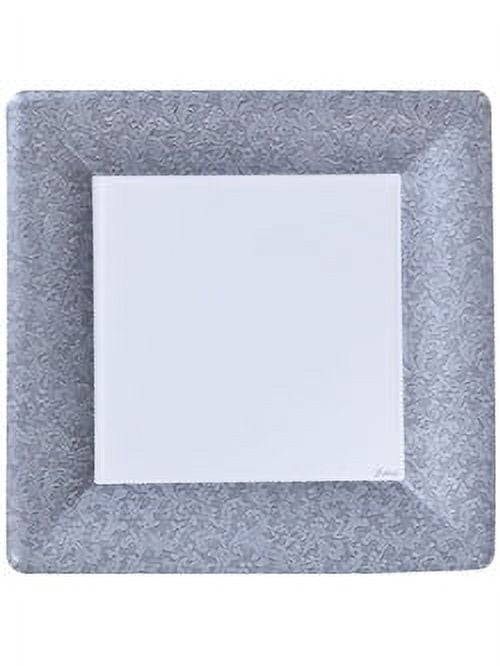 Lillian 10" Silver Luxurious Faux Textures Square Paper Plates 24ct ...