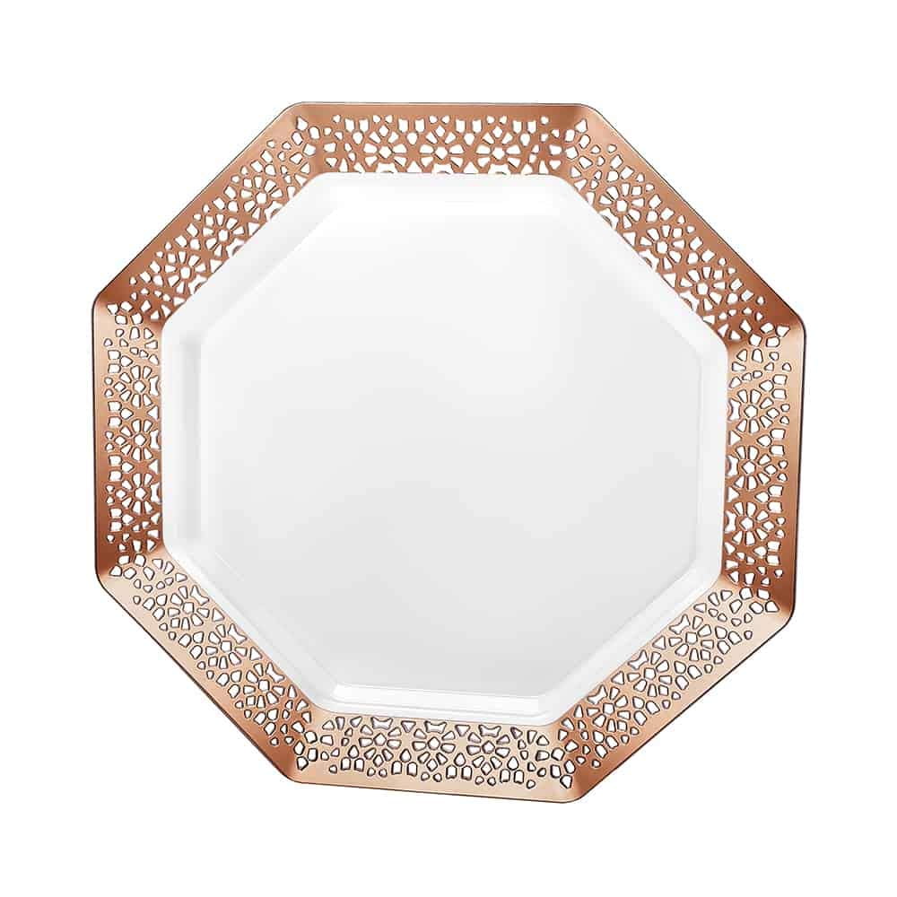 Lillian Collection Lacetagon Rose Gold Premium Plastic Octagonal Dinner ...