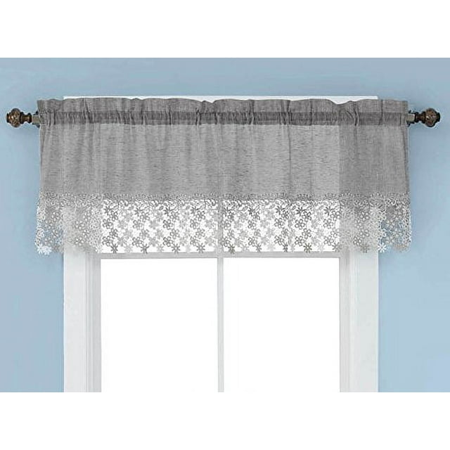 Lillian Macrame Embroidered Valance, Gray - Walmart.com