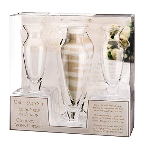Lillian Rose Glass 3 Piece Vase Unity Sand Ceremony Set, 2.5x2.5x8.25 ...