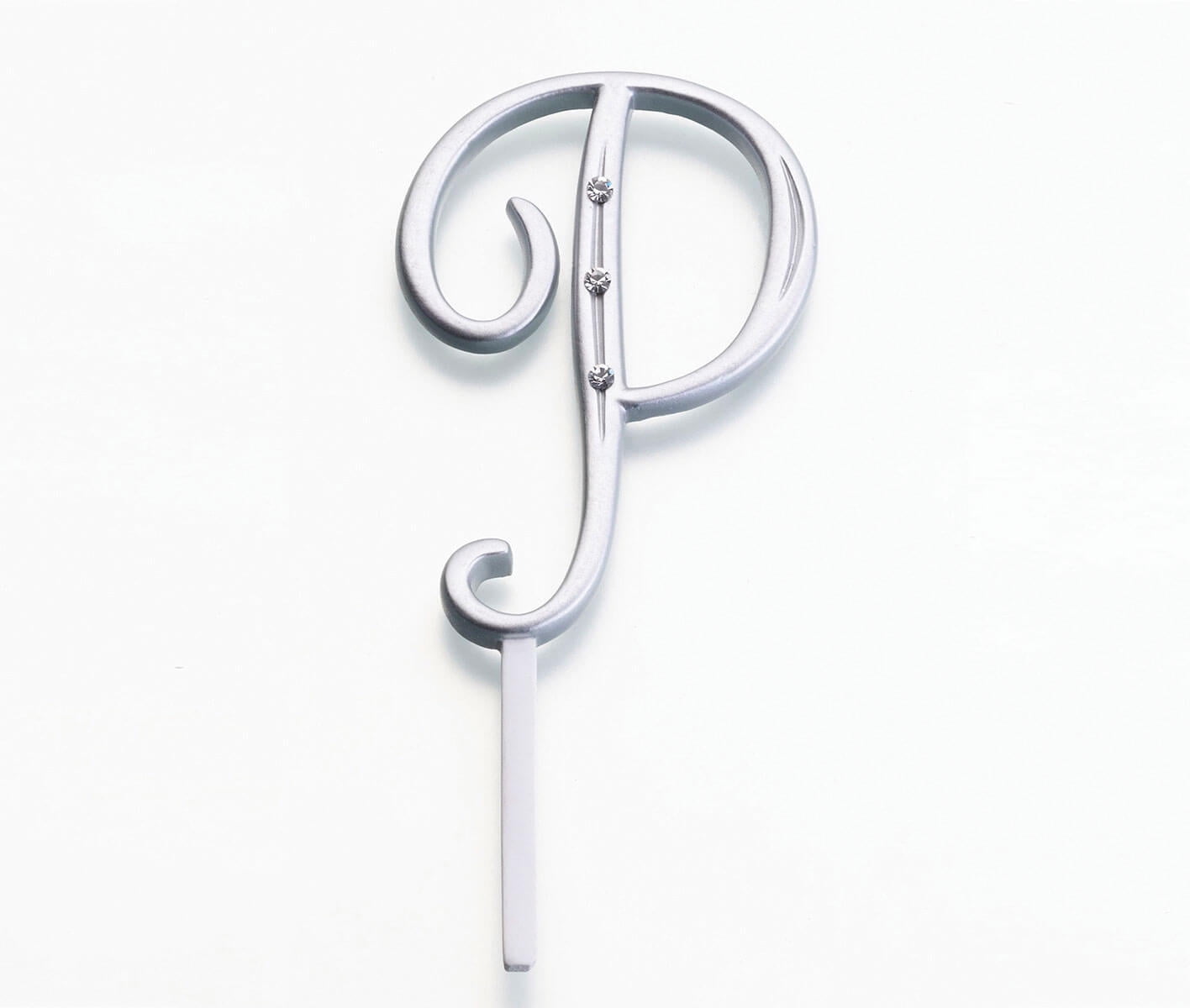 Lillian Rose Silver Rhinestone Monogram Small Letter P Cake Topper ...