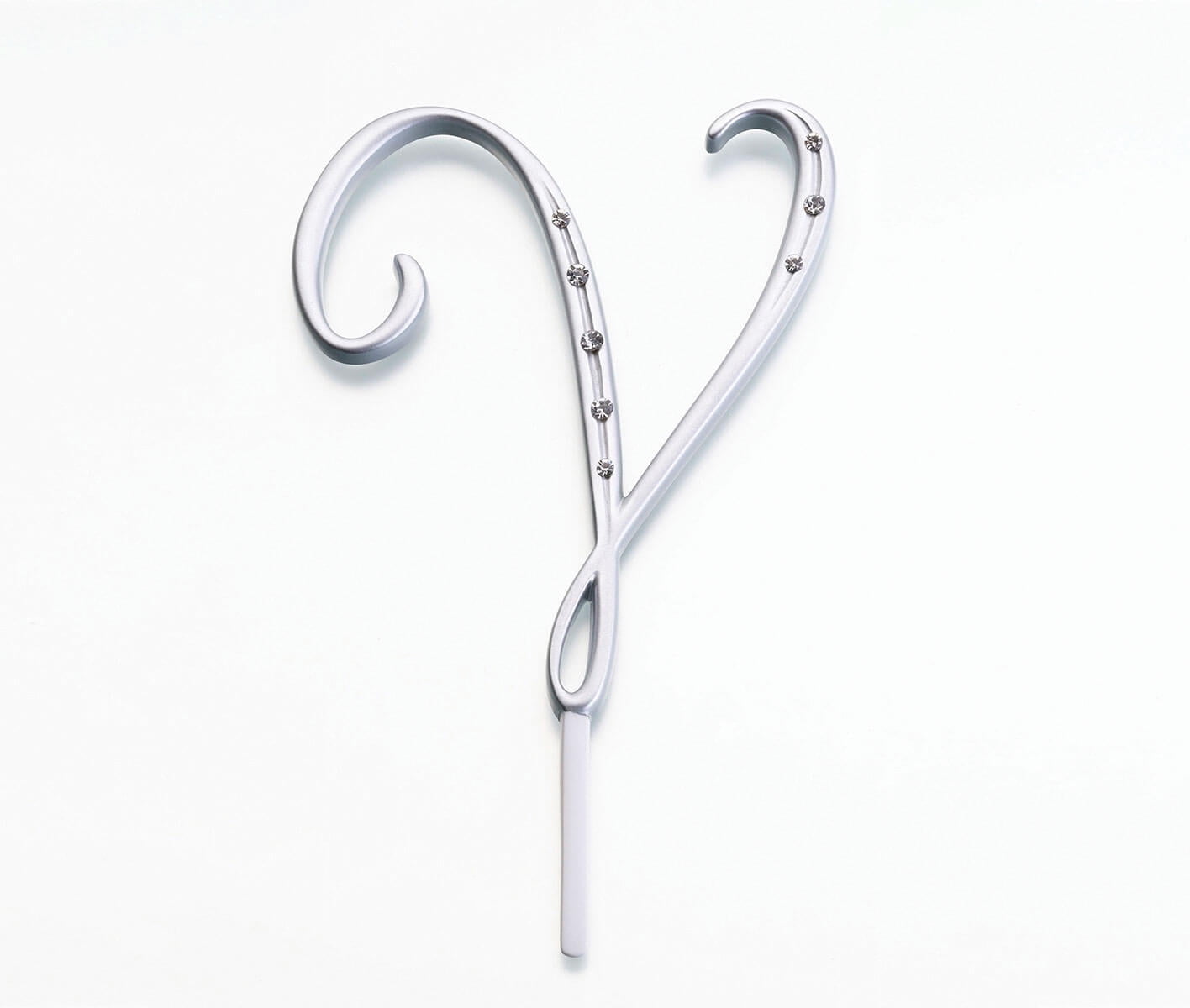 Lillian Rose Silver Rhinestone Monogram Large Letter V Cake Topper ...