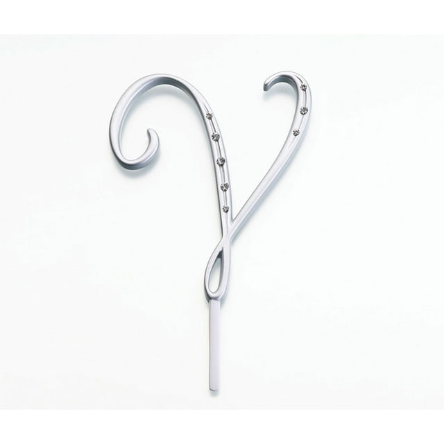 Lillian Rose Silver Rhinestone Monogram Large Letter V Cake Topper ...