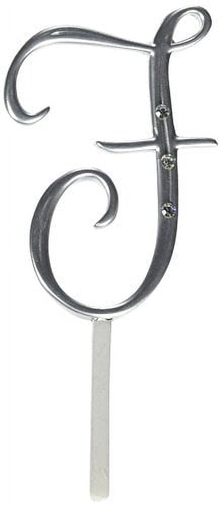 Lillian Rose Silver Rhinestone Monogram Small Letter F Cake Topper ...