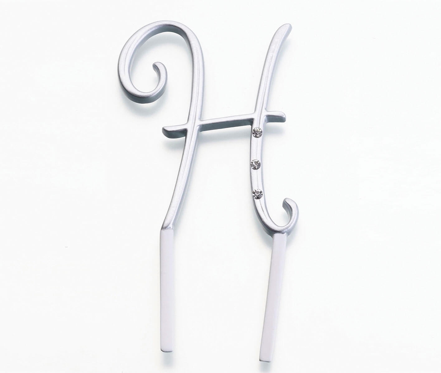 Lillian Rose Silver Rhinestone Monogram Small Letter H Cake Topper ...