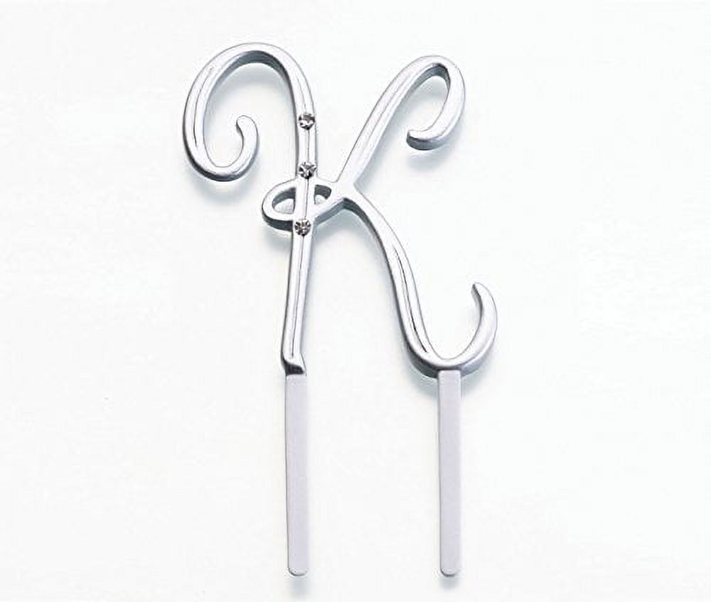 Lillian Rose Silver Rhinestone Monogram Small Letter K Cake Topper ...